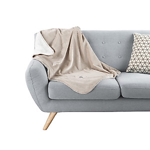 PETMAKER Waterproof Pet Blanket - 30x40-Inch Reversible Sherpa Fleece Throw Protects Couches, Cars, and Beds from Spills, Stains, and Fur (Tan)