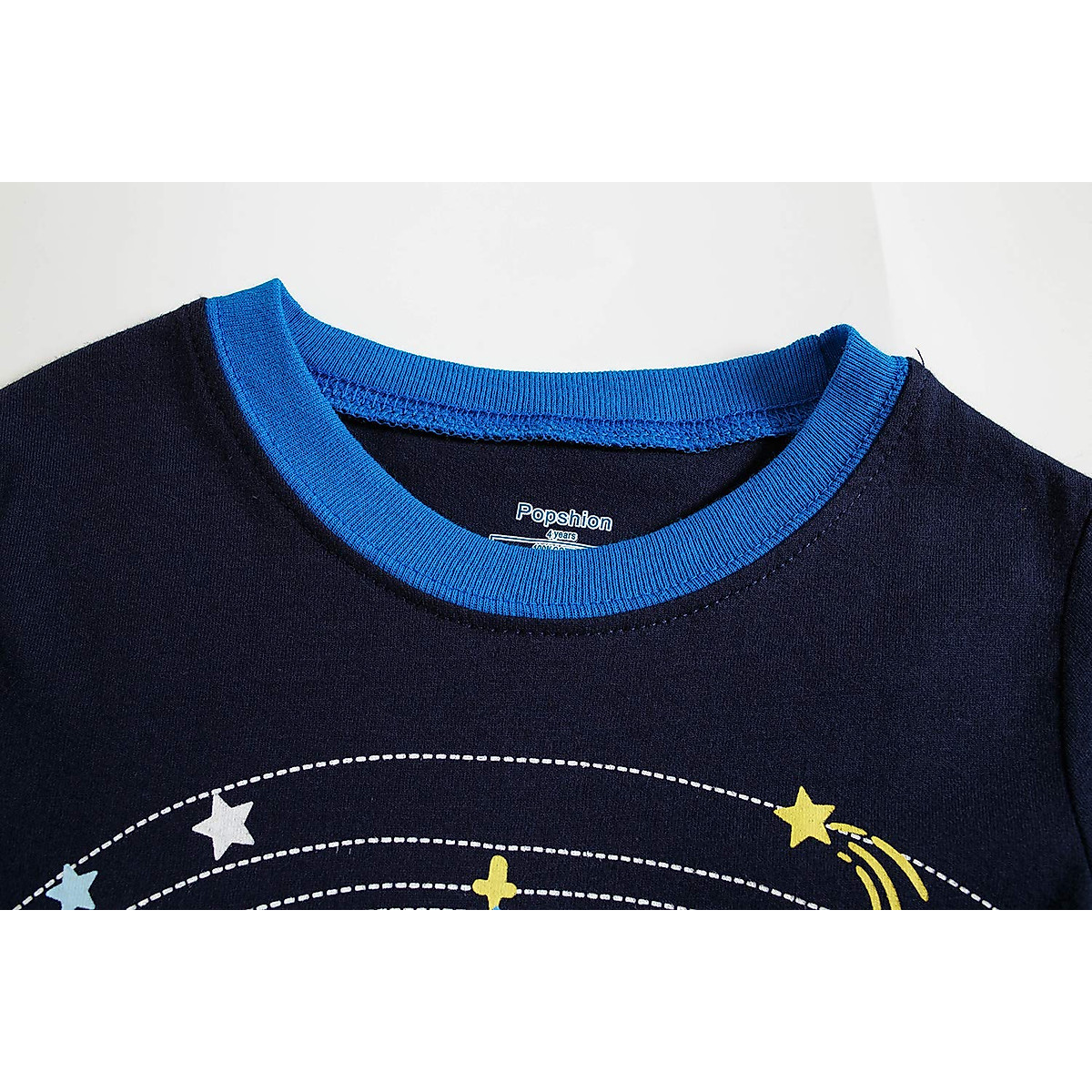 Popshion Little Boys Long Sleeve Pajamas for Boys 100% Cotton Toddler Space Rocket Sleepwear Clothes Set(Planet-6229 6T)