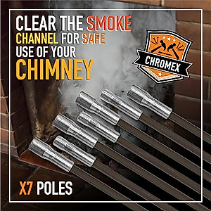 Chromex 7 Piece 3 Foot Chimney Rod Kit | 21 Foot Strong Fiberglass Rod Kit - Standard 1/4" NPT Fittings