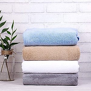 JML Luxury Hotel & SPA Bath Towels (2 Pack, 30"x60") - 350GSM High Density Fleece Towel Sets - Super Soft and Absorbent, Lint Free, Fade Resistant Oversized Bath Towel, Coral Fleece Navy