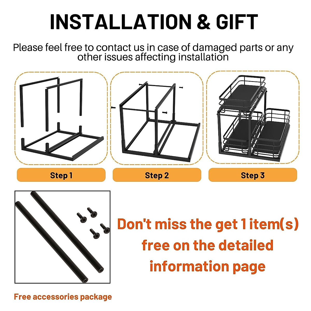 Ofiray-home Under Sink Organizer - 2 Tier Pull Out Cabinet Organizers and Storage, 3 Baskets Slide Out Kitchen Organization for Counter Space, for Bathroom, Pantry, Laundry Room, New Home Essentials