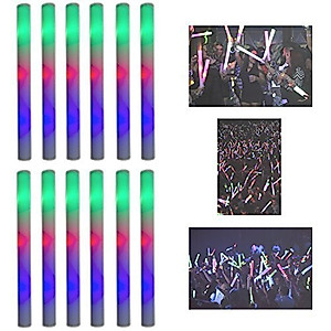 Super Z Outlet Upgraded Light up Foam Sticks, 3 Modes Colorful Flashing LED Strobe Stick for Party, Concert and Event (12 Pack)
