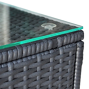 MCombo Outdoor Patio Black Wicker Furniture Sectional Set Resin Rattan Chair Conversation Sofas with Cushion Covers 6085-1008 (Red)