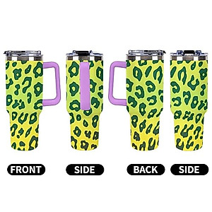 Leopard Pattern Cheetah Insulated Tumbler with Lid And Straw Stainless Steel Travel Coffee Mug 40oz Violet-style
