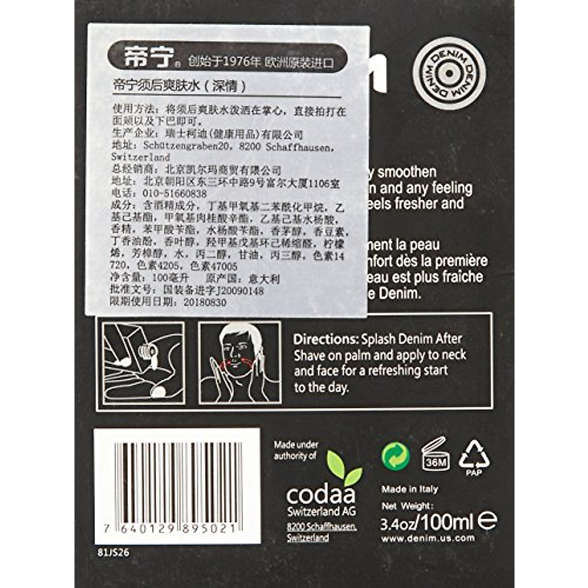 Denim Black by Faberge Aftershave 100ml