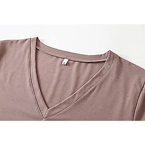 Vozanet Women's V Neck Sexy Pajama Sets Capri Sleepwear Floral Elegant Nighty 2PCS Plus Size S-3XL, Florals-Brown, XX-Large