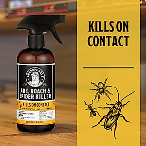 Grandpa Gus's Natural Ant, Roach & Spider Killer Spray, Plant-Based Actives Kill Insects & Bugs On Contact, Non-Greasy, Not Flammable, No Stains, Fresh Scent, 16 oz