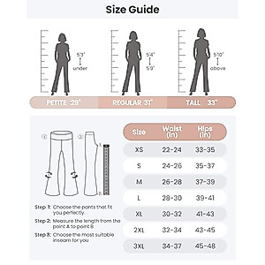 G4Free Petite Wide Leg Pants for Women Flare Dress Pants with Pockets Cross Waist Stretch Bootleg Sweatpants for Casual Work(Black,L,29")