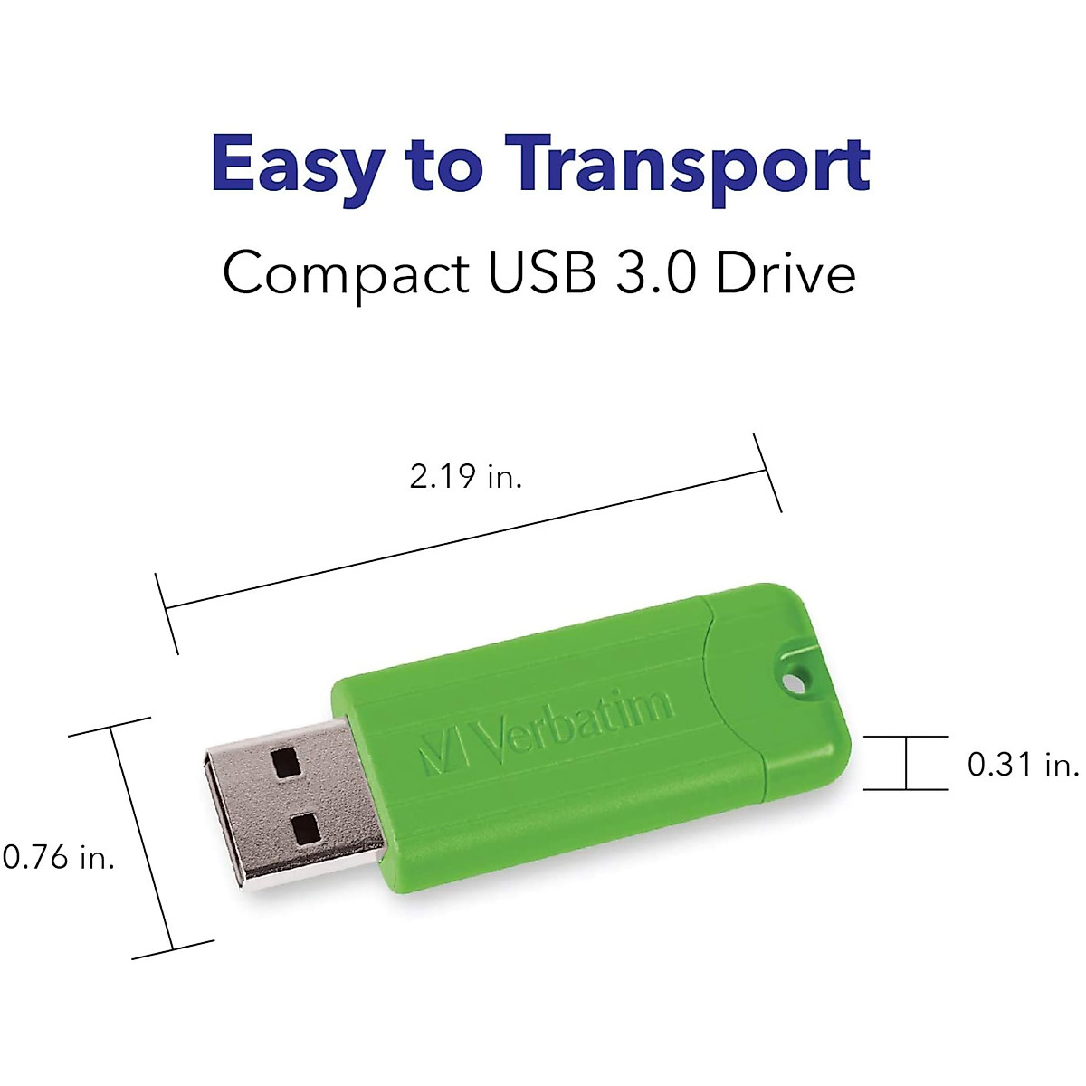 Verbatim 64GB Pinstripe USB 3.2 Gen 1 Flash Drive Retractable Thumb Drive - 5 Pack - Multicolor (Green, Blue, Red, Purple, Cyan)