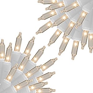 Twinkle Star 2 Pack Christmas Clear Outdoor Lights, White Wire 150-count Lights 120V UL Certified Incandescent Mini String Light, Connectable for Xmas Tree Home Patio Holiday Party Garden Decorations