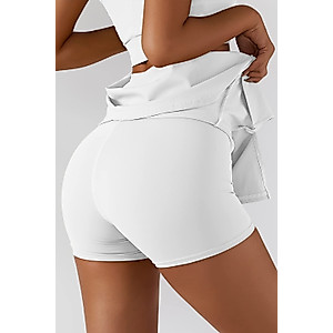 QINSEN Tennis Skirt for Women Golf Athletic Activewear Skorts Summer Workout Shorts White M