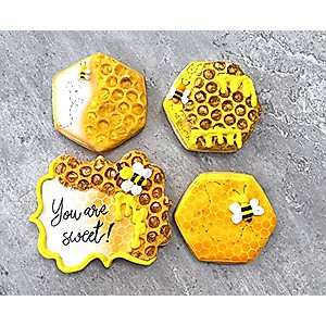 Bee Cookie Cutters 7-Pc. Set Made in the USA by Ann Clark, Cute Bee, Small Flower, Honey Pot, Beehive, Honeycomb and more