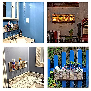 Rustic Hanging Mason Jar Organizer- BeSuerte Farmhouse Home Mason Jar Decor Toothbrush Holder, Wall Mount Decor 4-Jar for Office, Bathroom, Kitchen, and Entryway Decor Storage,Brown