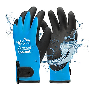 100% Waterproof Gloves for Men and Women, Winter Work Gloves for Cold Weather, Touchsreen, Thermal Insulated Freezer Gloves, With Grip, Blue, Large