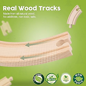 TOY Life Train Set 60pcs Wooden Train Set with Crane, Wooden Train Tracks Toy Train Set for Toddlers 2-4 3-5, Kids Toys for 3 Year Old Boys - Fits Thomas Brio Melisa Chugginton Train Track Set