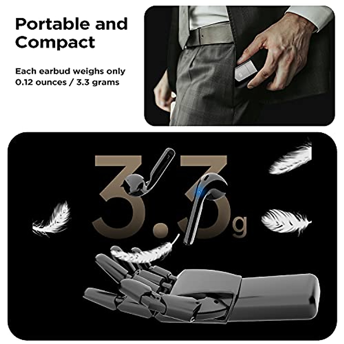 Wireless Earbuds Bluetooth 5.1, Mixcder X1 in-Ear Headphones with Microphone for Phone Calls, Stereo Sound and Low Latency Earphones for Running Sports, Black