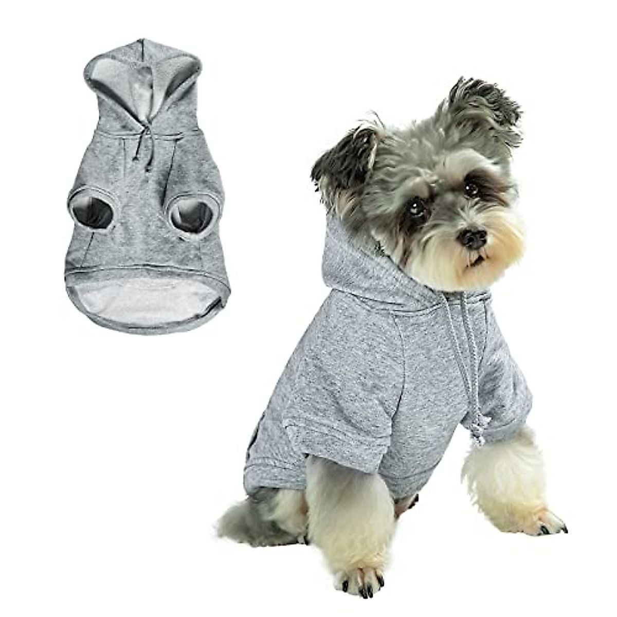 Furryilla Pet Clothes for Dog, Dog Hoodies Sweatshirt with Hood and Pockets for Small Dogs (Grey Dog Hoodie, Large)