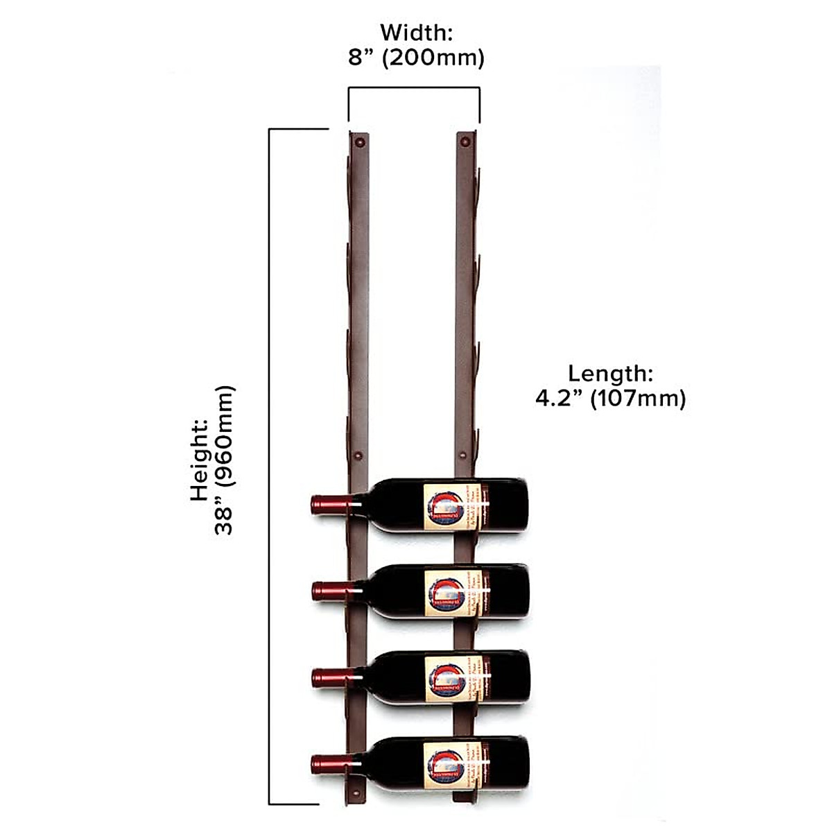 di prima usa Wall Mount Wine Rack - Holds 8 Bottles with Elegance & Durability - Italian Inspired Wall Mount Wine Rack & Robust Steel Construction