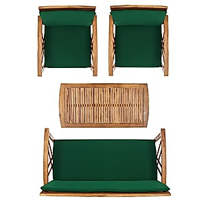SAFAVIEH Outdoor Collection Fontana Natural/ Green Cushions 4-Piece Conversation Patio Set