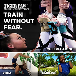 Tiger Paw Authentic Gymnastics Wrist Supports (Sold in Pairs)- Original Competition-Grade Gymnastics Wrist Guards, Wrist Support Braces, Adjustable, Made in USA Hand Wraps (Sand)