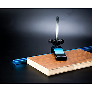 for Woodworking T-Track Clamps: ZokMok 4pcs Hold Down Clamps for Woodworking, 5 inches Length T Rail Track Slot Bolts Washeres and 5-star Nuts (T TRACK CLAMPS, Light Blue)