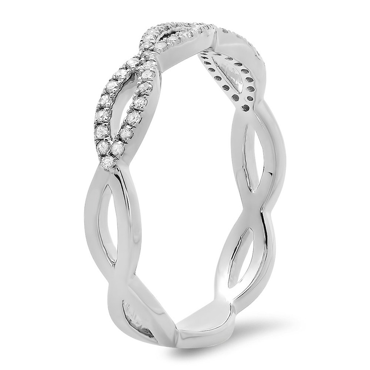Dazzlingrock Collection 0.25 Carat (Cttw) 925 Sterling Silver Round Diamond Women Infinity Swirl Wedding Band 1/4 CT, Size 6.5