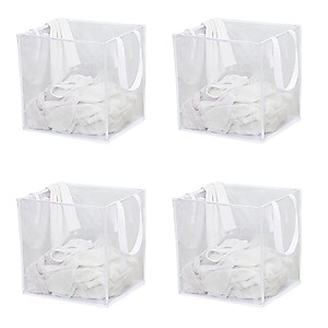 Typutomi 4 Pack Popup Laundry Hamper, Small Collapsible Mesh Laundry Baskets Dirty Clothes Basket with Handle Cube Storage Basket for Washing Storage,Toy Storage,Dorm and Travel(White,13 Inch)
