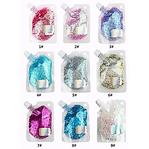 GL-Turelifes Body Glitter Gel, Easy to Apply&Remove 50ml Mermaid Sequins Chunky Glitter for Body Face Hair, Festival Glitter Halloween Costume Makeup Long Lasting Sparkling (Silver(Chunky Glitter))