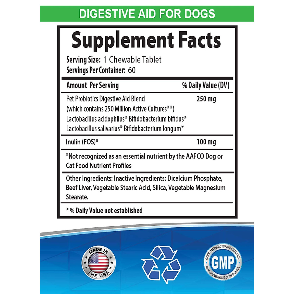 HAPPY PET VITAMINS LLC Dog Bad Breath Powder - Dog Digestive AID - Natural PROBIOTIC and PREBIOTIC Blend - Optimal Gut and INTESTINE Health - Dog probiotic for Allergies - 2 Bottles (120 Treats)