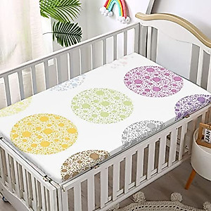 Polka Dots Themed Fitted Crib Sheet,Standard Crib Mattress Fitted Sheet Soft & Stretchy Fitted Crib Sheet-Great for Boy or Girl Room or Nursery,28“ x52“,Multicolor