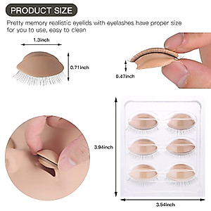 Pretty memory 3 Pairs Eyelids for Lash Practice Replacement Eyelids for Lash Mannequin Head Silicone Rubber Practice Eyelids for Eyelash Extensions Makeup Practice
