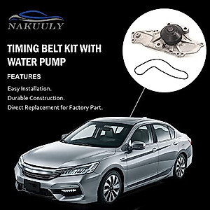 Timing Belt Kit with Water Pump Compatible with 2003-2018 Honda Accord Crosstour Odyssey Pilot Ridgeline MDX RDX RL TL TSX ZDX Saturn Vue 3.0L 3.5L 3.7L Replaces TKH002 TCKWP329 19200-RDV-J01