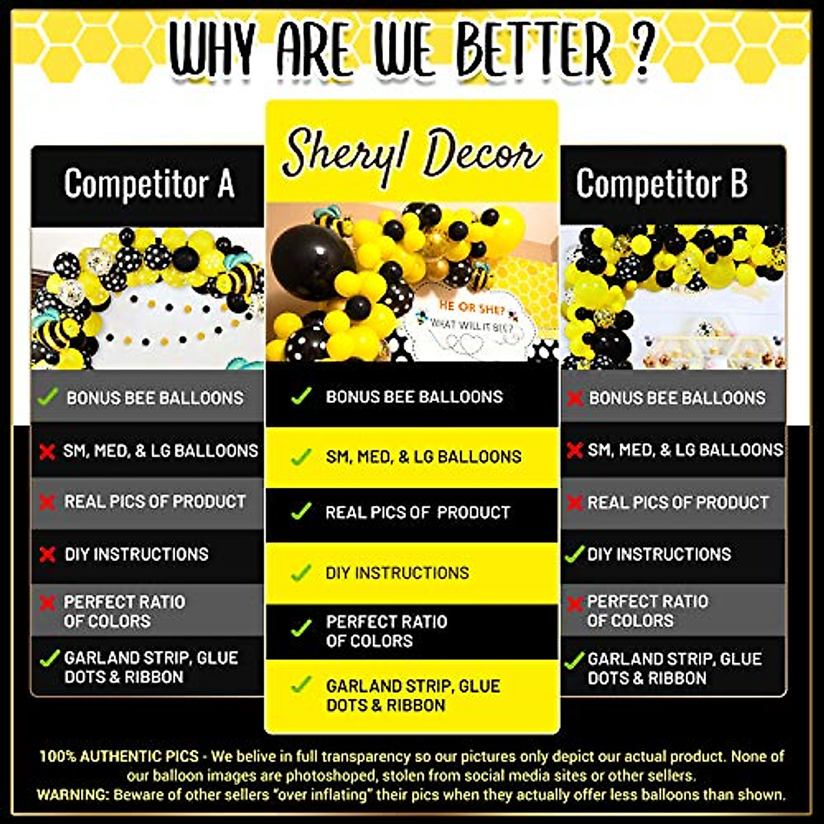 Bee Balloon Arch & Garland Kit - Mixed Yellow and Black Balloons for Bumble Bee Party - What Will It Bee Gender Reveal, Honey Bee Baby Shower, Happy Bee Day, Bee Birthday Party Decorations & Supplies