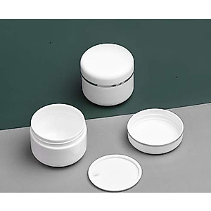 JQYXSS 4 Pieces Empty White Silver Edge Plastic Jar,Face Cream Lip Balm Lotion Storage Container for Cosmetic, Lotion, Cream