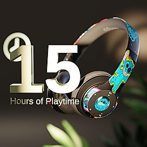 Disney Lilo & Stitch Bluetooth Over-Ear Headphones, Wireless Foldable Headset with Built-in Microphone - Lilo & Stitch Design, for Adults and Kids, Comfortable Auriculares: Electronics
