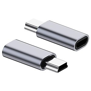 Micro USB to Mini USB 2.0 Adapter, (2-Pack)Micro USB Female to Mini USB 2.0 Male Convert Connector Support Charge & Data Sync Compatible PS3 Controller, MP3 Player, Dash Cam, Digital Camera, Hero 3+