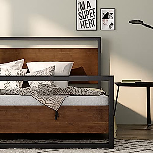 ZINUS Suzanne Bamboo and Metal Platform Bed Frame with Footboard / Wood Slat Support / No Box Spring Needed / Easy Assembly, King