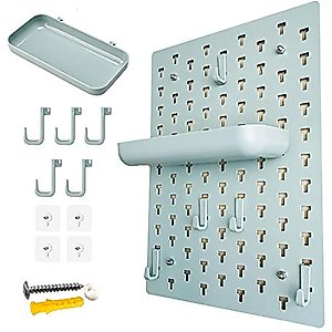 AncBace Wall Shelf Floating Shelves Wall Mount Shelf Pegboard Hooks Organizer Storage Racks Decorative DIY for Living Room Kitchen Bathroom Office Entryway Plastic Convenient (1, Blue)