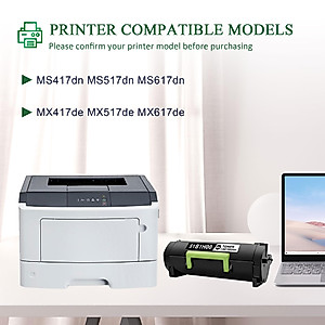 High Yield MS417 Toner Cartridge: 1 Pack 51B1H00 Black Toner Cartridge Replacement for Lexmark 51B1H00 Toner MS417dn MS517dn MS617dn MX417de MX517de MX617de Printer