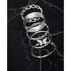 Milla CZ Sterling Silver Butterfly Rings for Women or 14k Gold Plated Stackable Rings - Cool Cute Rings Aesthetic for Teens (14K Gold Plated, Size 7)