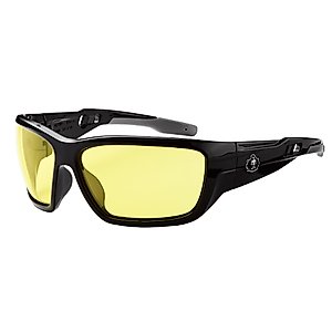 Ergodyne Skullerz Baldr Safety Glasses- Black Frame, Yellow Lens