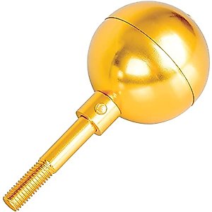 Deneve Gold 3" Flag Pole Ball Topper Ornament, Weatherproof Finial Flagpole Top Replacement with Aluminum Anodized Finish, Fits Standard USA Flag Pole, Solar Light & Pulley Truck