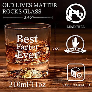 Gifts for Men Dad, Christmas Stocking Stuffers, Whiskey Stones, Best Father Ever Whiskey Glass, Cool Bourbon Scotch Whiskey Gifts for Husband Father