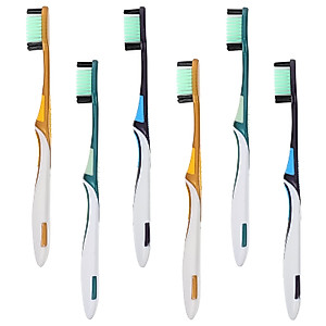 DOITOOL 6pcs Handheld Toothbrush Manual Toothbrush Tooth Cleaning Brush Ultra Hard Bristles Toothbrush for Whitening Teeth Adult Random Color