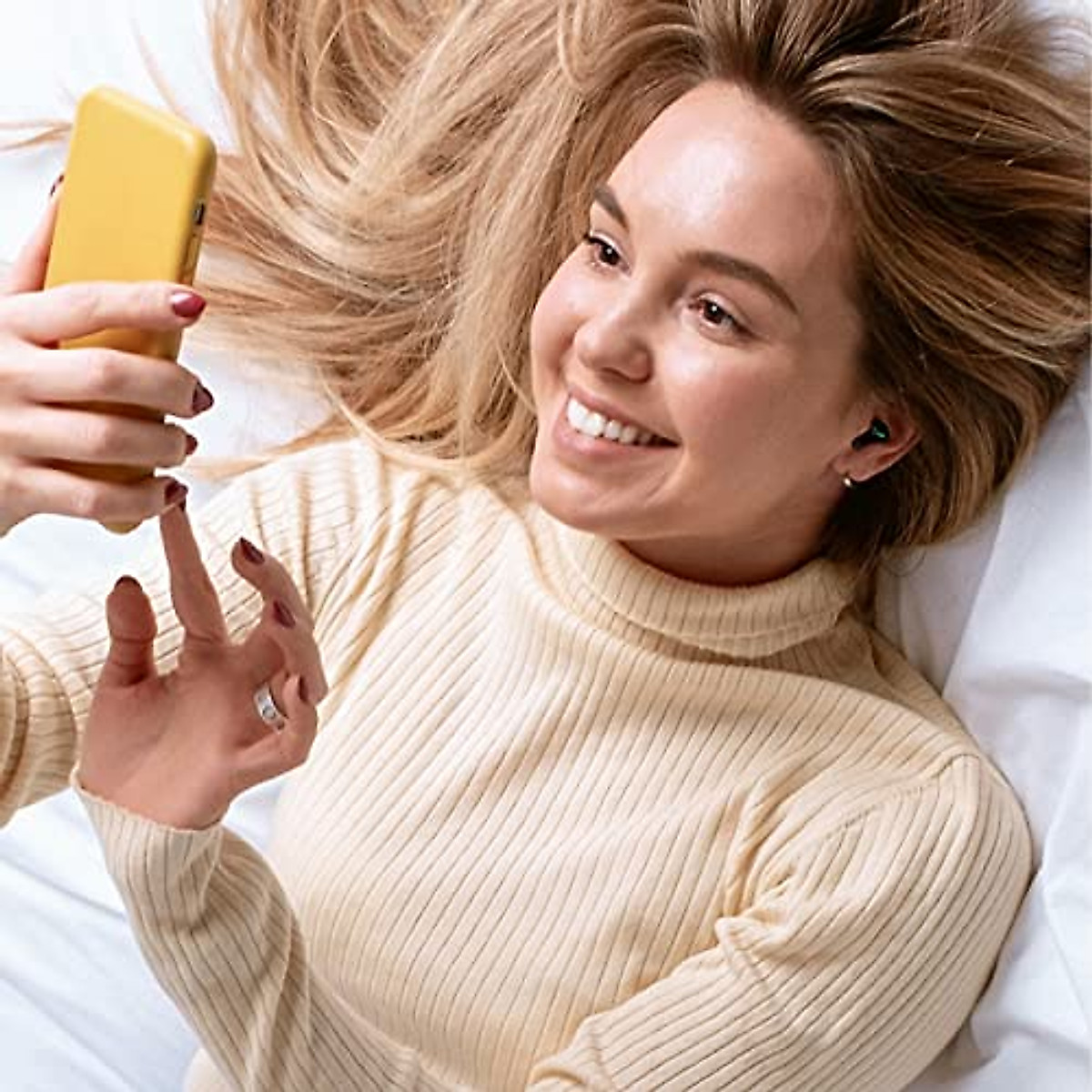 Bluetooth 5.2 Earphones Wireless Earbuds with Wireless Charging Case,with Earhooks Headset Built-in Mic for Sport,Clear Calls,Work,Music