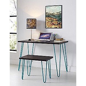 Ameriwood Home Owen Retro Desk, Espresso/Teal