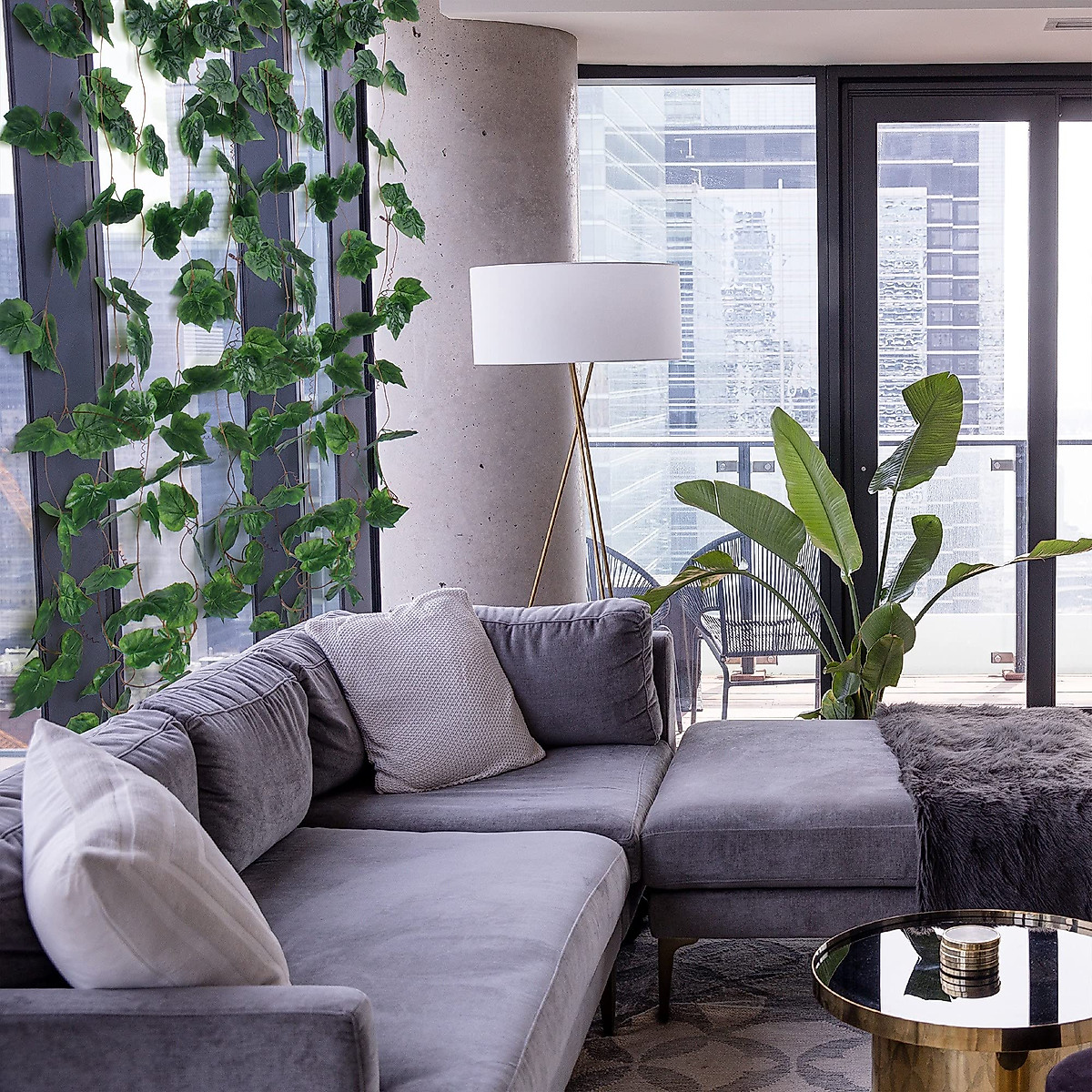 Grand Verde Grape Vines Artificial Ivy Hanging Greenery Garlands Silk Leaves Green Faux Foliage Decoration Bulk DIY Crafts Home Decor Indoor, 5 Strands