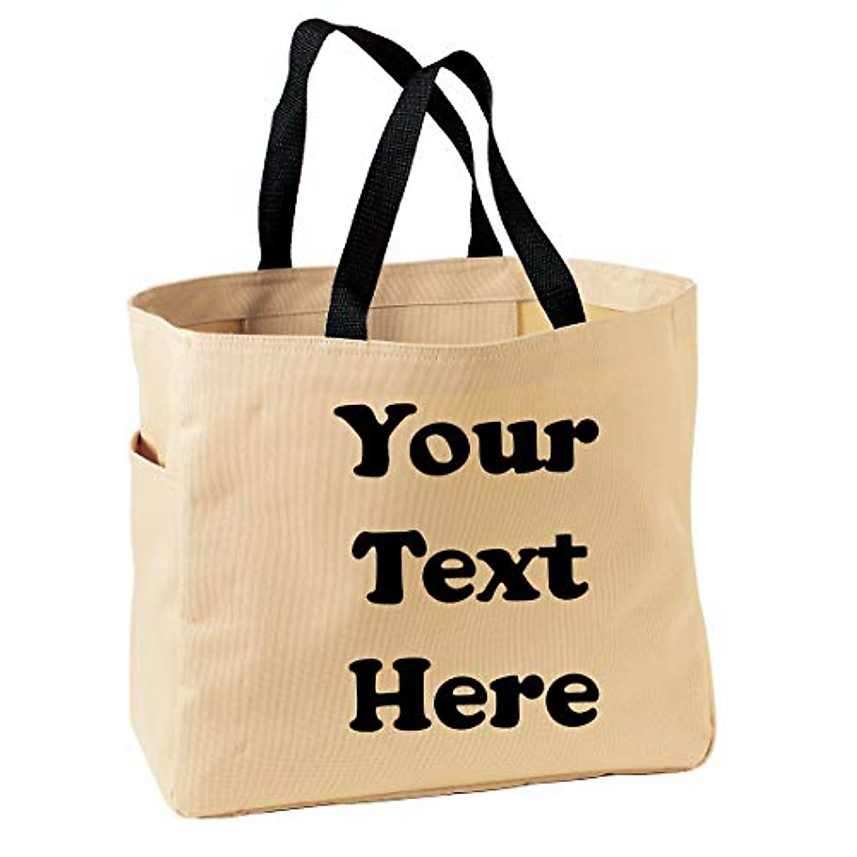 all about me company Personalized Monogrammed Shoulder Bag with Custom Text Essential Canvas Tote Bag with Customizable Embroidered Monogram (Stone)