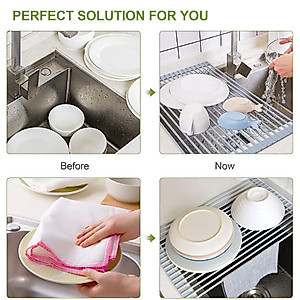 VIPointStar Roll Up Dish Drying Rack Over Sink, 17 X 13IN, Sink Rack Cover, Food Grade & BPA Free Silicone Over Sink Foldable Dish Rack, Dish Drying Rack for RV Sink Cover/Kitchen, Easy Clean