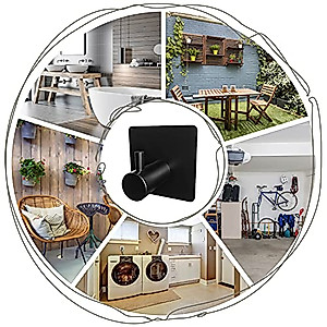 SAYONEYES Adhesive Towel Hooks for Hanging – Matte Black SUS304 Stainless Steel Waterproof Wall Hooks with Strong Adhesive Tapes – 3M Hooks for Bathroom, Bedroom, Kitchen – 4 Pack